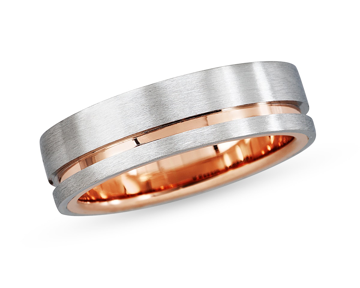 Platinum two tone mens wedding band store