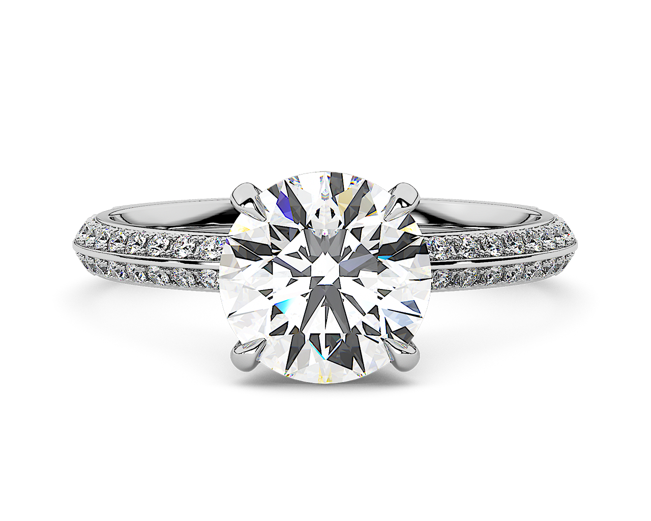The Yvonne Knife Edge Pave Solitaire Engagement Ring